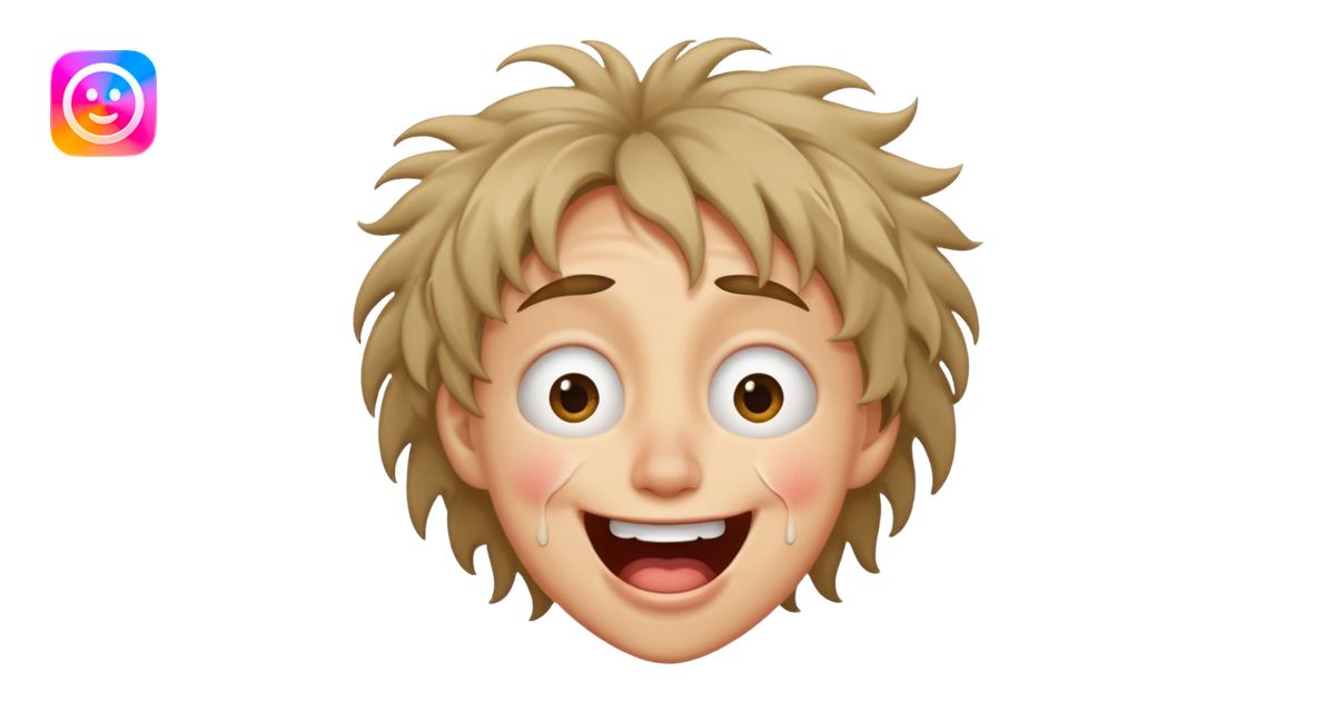 laughing with tears face but looks exhausted and crazy emoji | AI Emoji ...