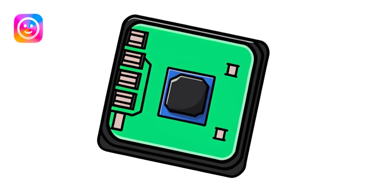 cartoon microchip with spark effects, electronics engineering concept ...