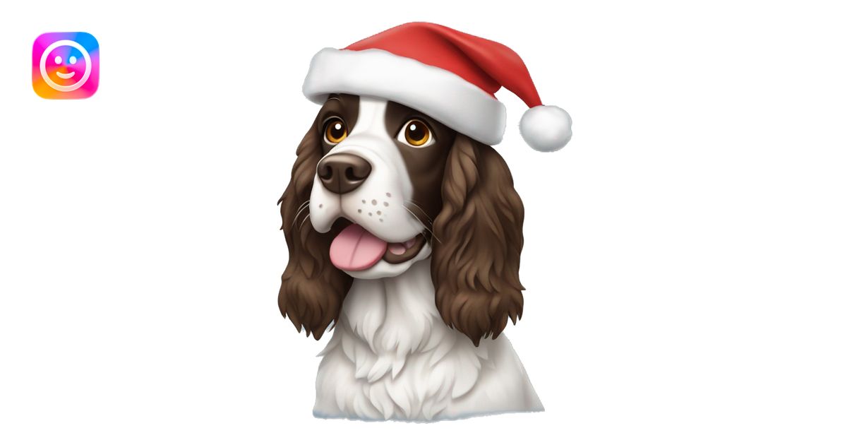 Springer spaniel with Santa hat emoji | AI Emoji Generator