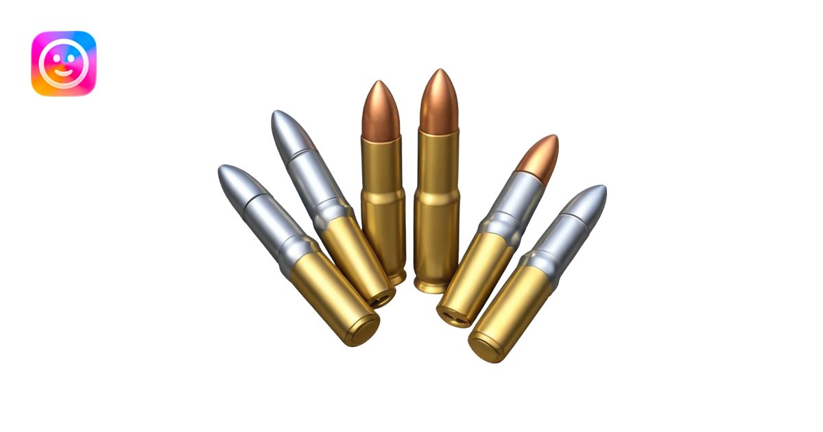 five gun bullets. four of them of one color and the fifth one of ...