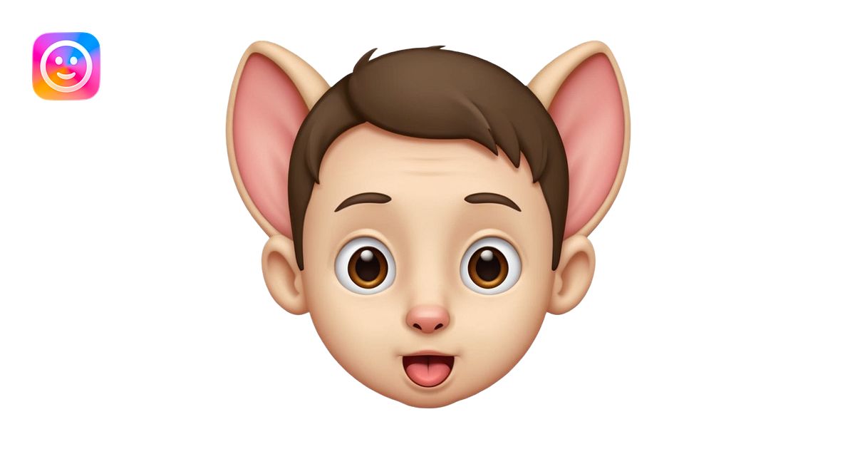 a boy with small eyes with big ears and with his tongue out emoji | AI ...
