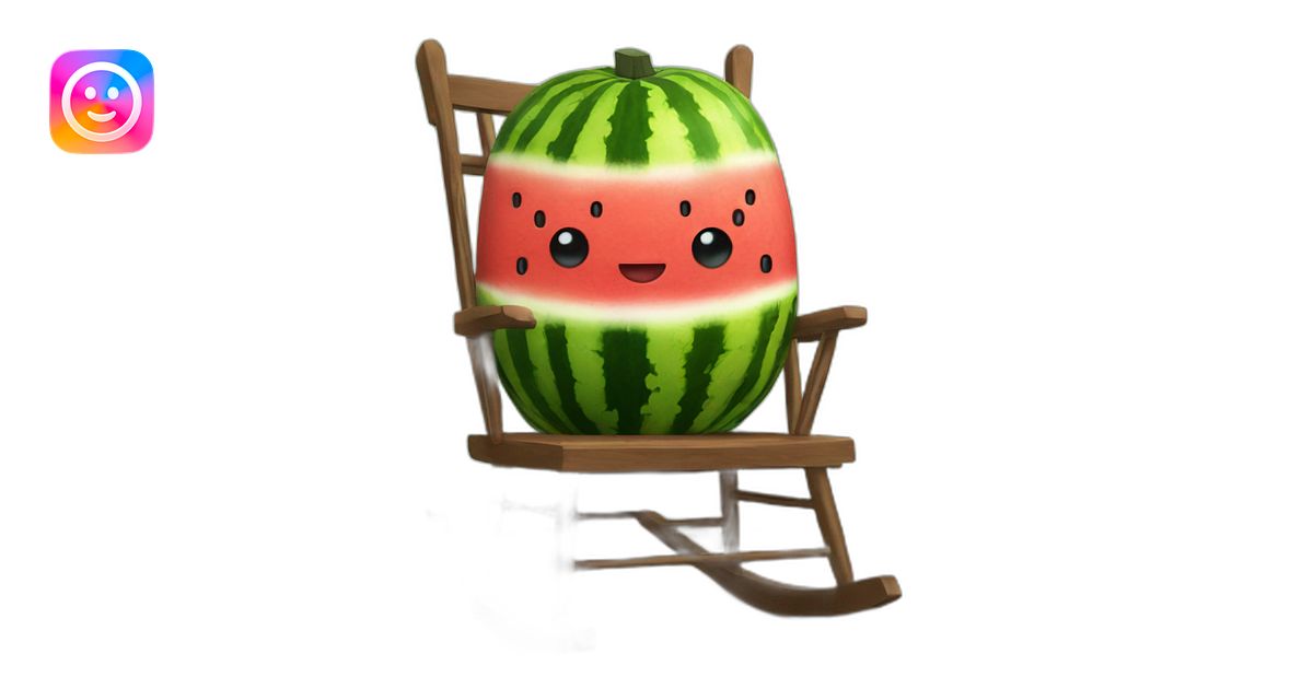 Watermelon superhero in a rocking chair emoji | AI Emoji Generator