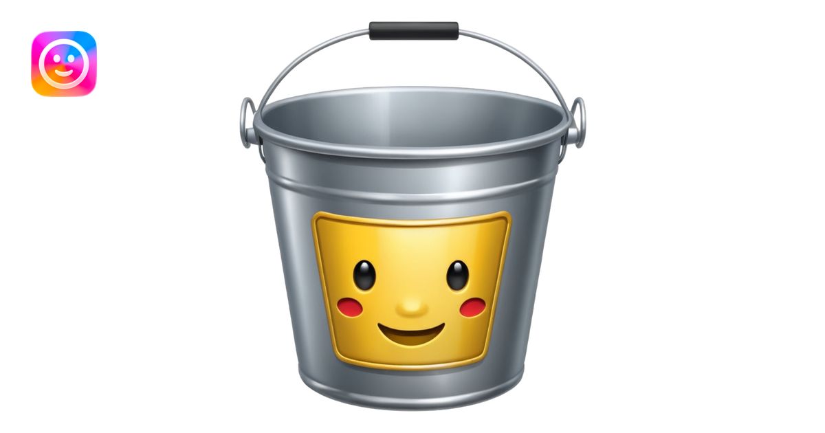 classic metal bucket, shiny and simple emoji | AI Emoji Generator