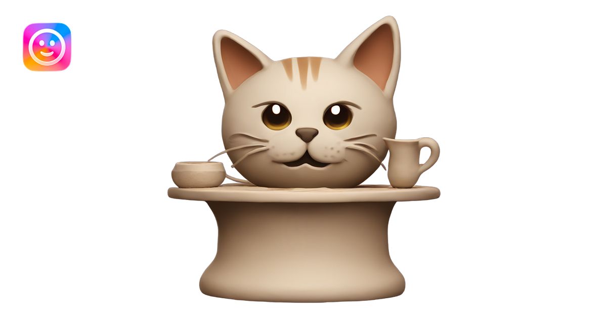 A cat made of clay, on a potters wheel emoji | AI Emoji Generator