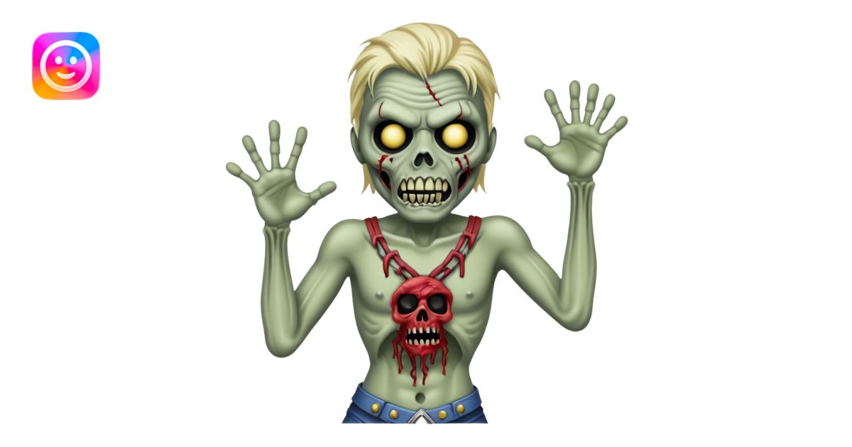 iron maiden zombie eddie glamour sparkle dance emoji | AI Emoji Generator