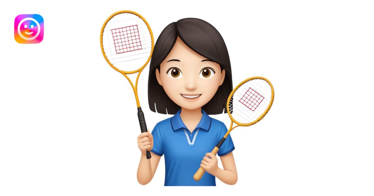 ancient hanbook girl with badminton racket emoji | AI Emoji Generator