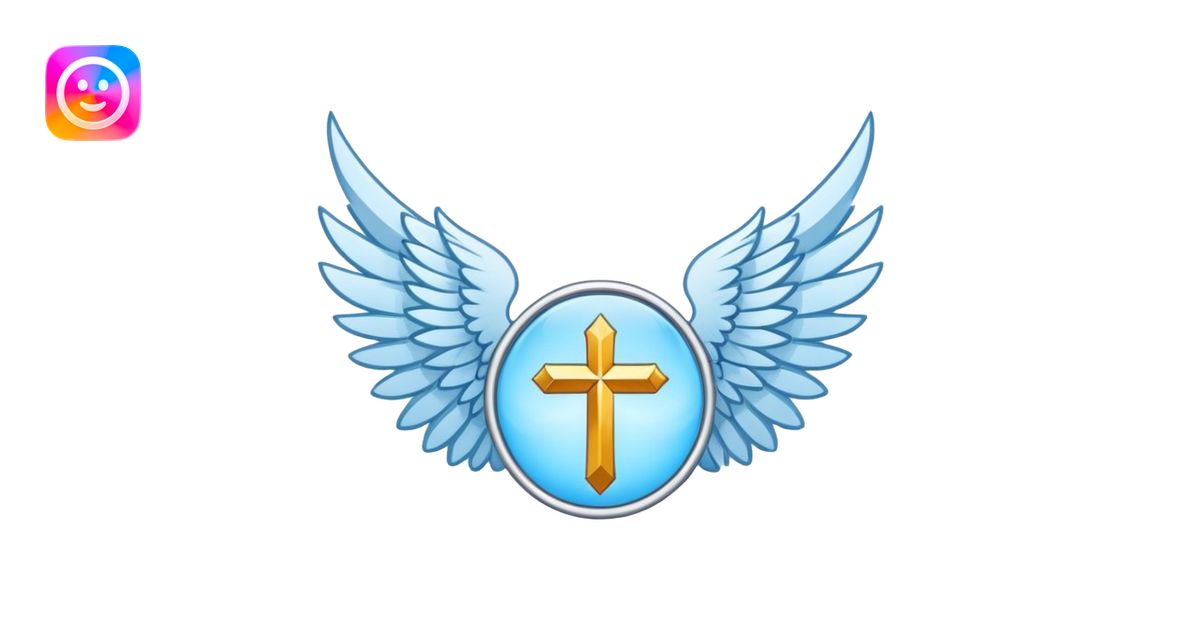 wings emblem holy saint light blue emoji | AI Emoji Generator