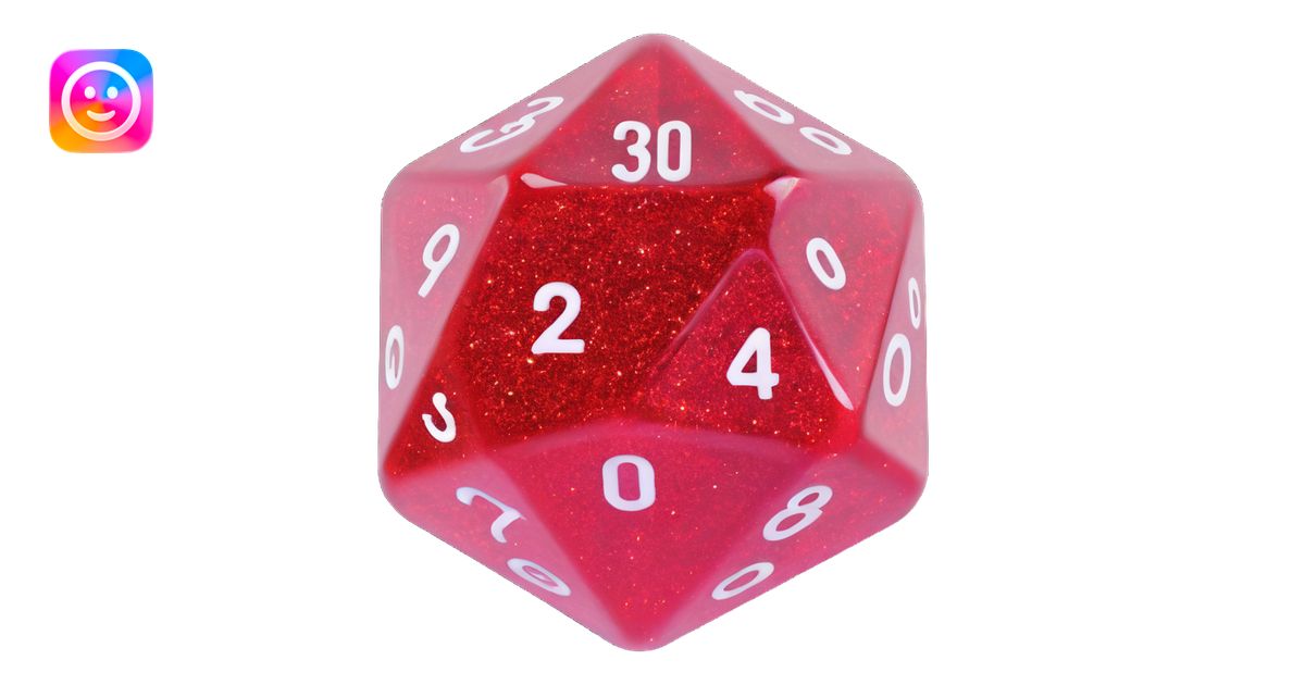 translucent d20 die with glitter emoji | AI Emoji Generator
