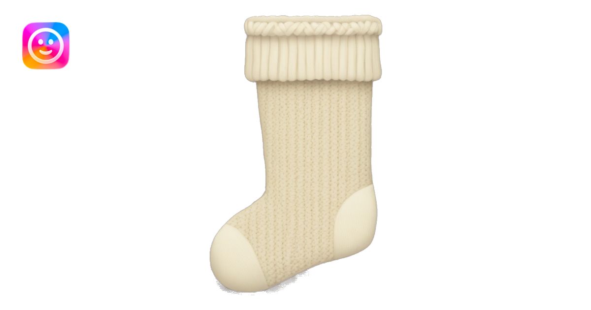 A cream colored knitted Christmas stocking emoji | AI Emoji Generator