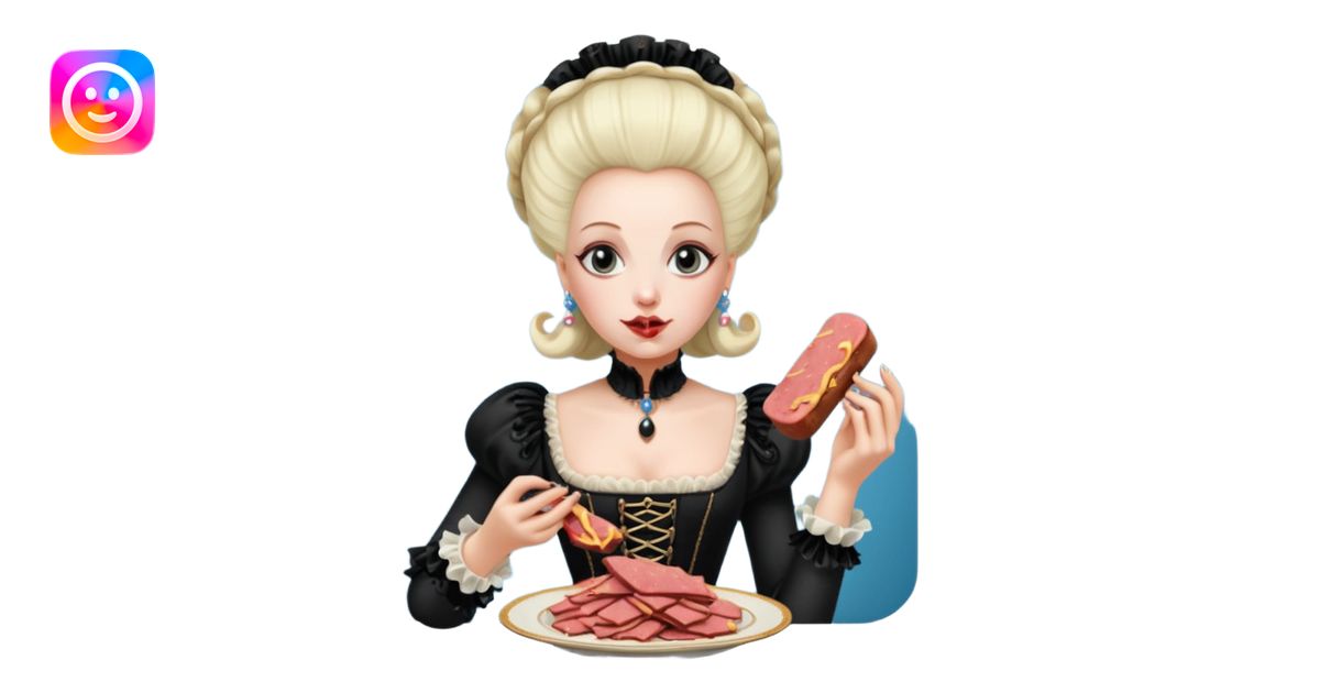 marie antoinette goth vampire eating spam meat emoji | AI Emoji Generator