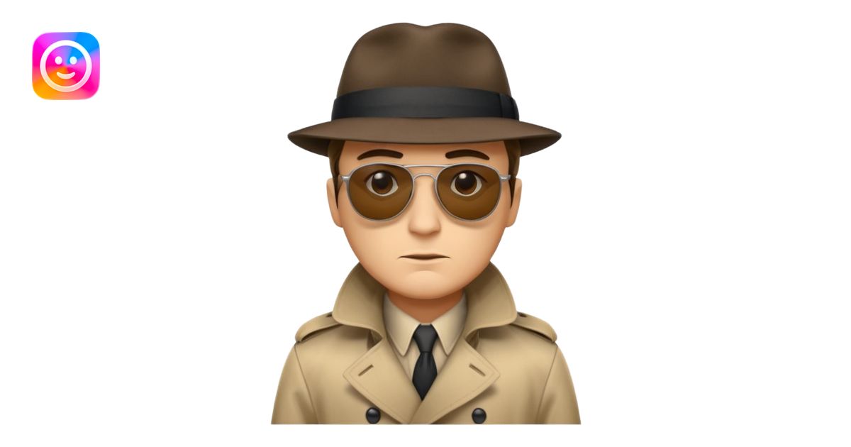 spy wearing sunglasses, a fedora and trench coat. He is looking ...