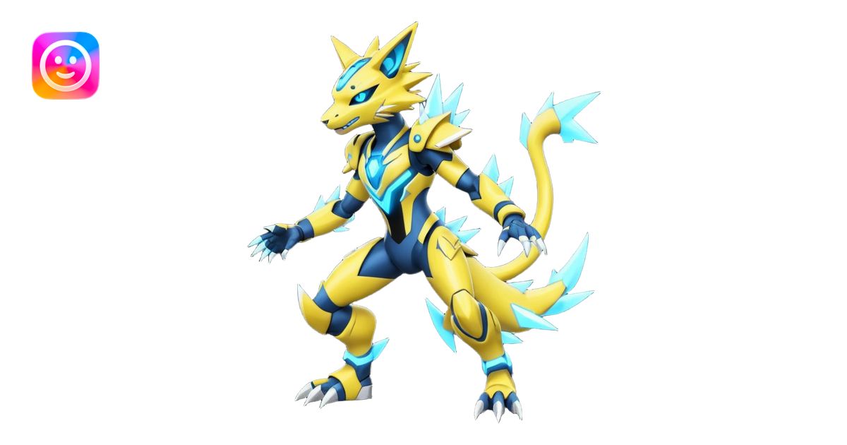 Modern Cyber Zeraora, full body emoji | AI Emoji Generator