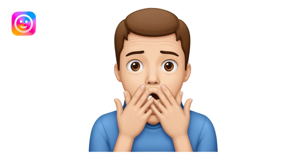 Hands over mouth in shock emoji | AI Emoji Generator
