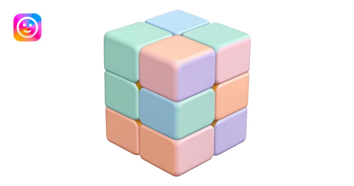 A 3x3 Rubik's Cube with pastel colors: light pink, baby blue, mint ...
