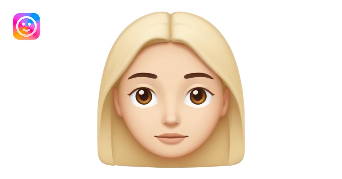 minimal flat emoji with relaxed expression, smooth eyebrows, open calm ...