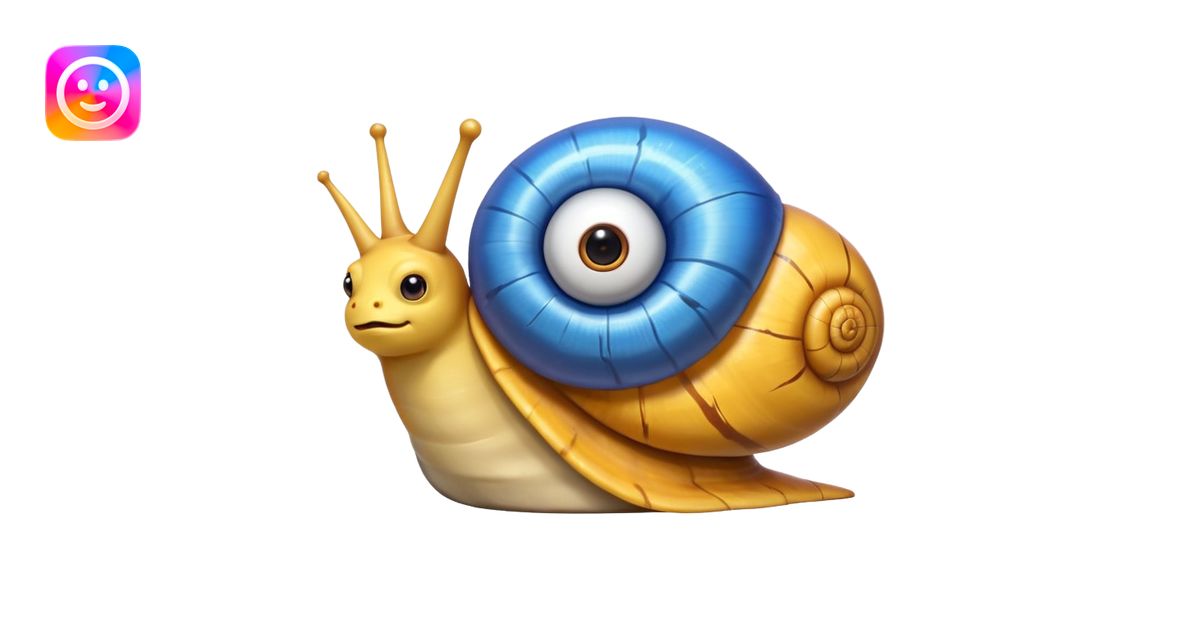 lightning snail emoji with large expressive eyes looking to the side ...