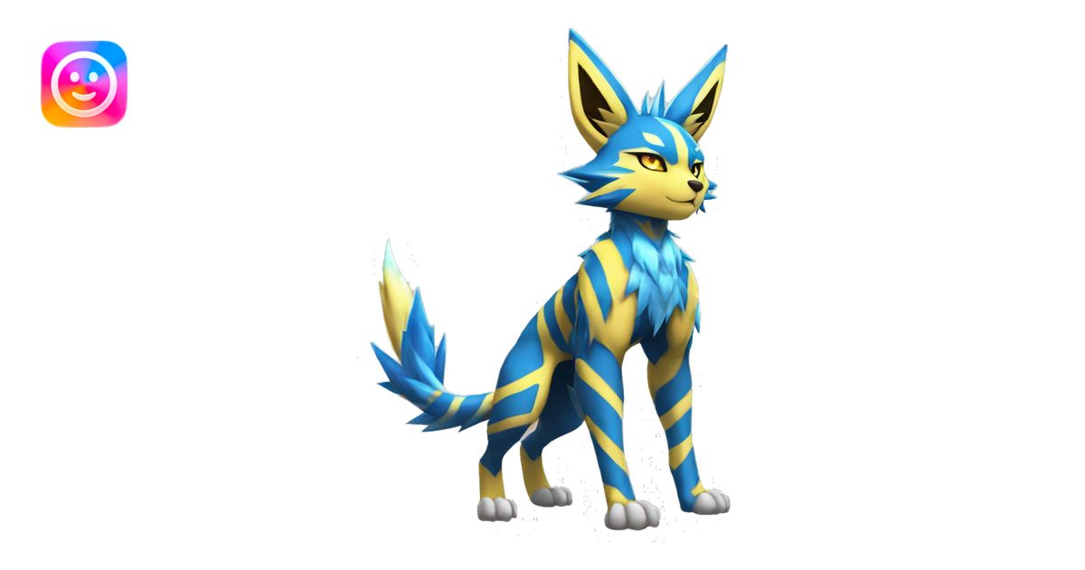 Anthro Edgy Cool Zeraora-Jolteon-Pokémon-Fakémon with shiny blue ...