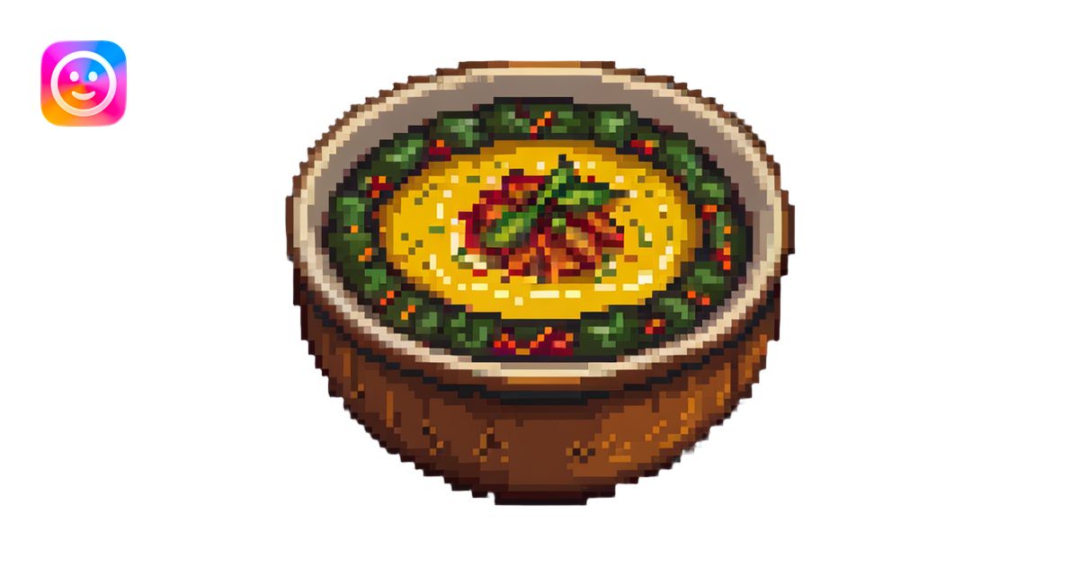 pixel art bowl of chutney with spices illustration | AI Emoji Generator