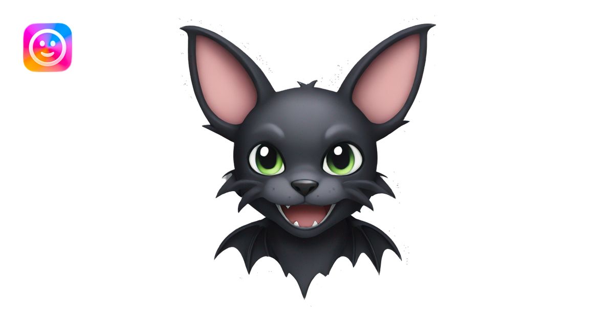 Black edgy bat-cat-Fakemon emoji | AI Emoji Generator