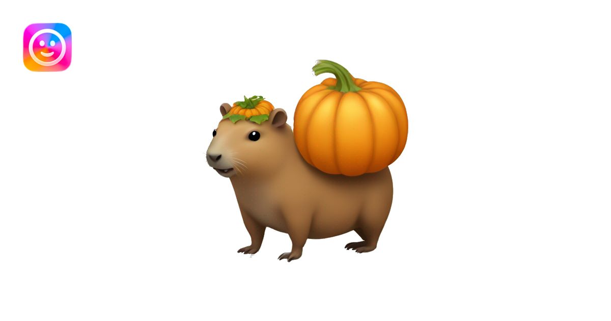 Capybara with pumpkin with vines on head emoji | AI Emoji Generator