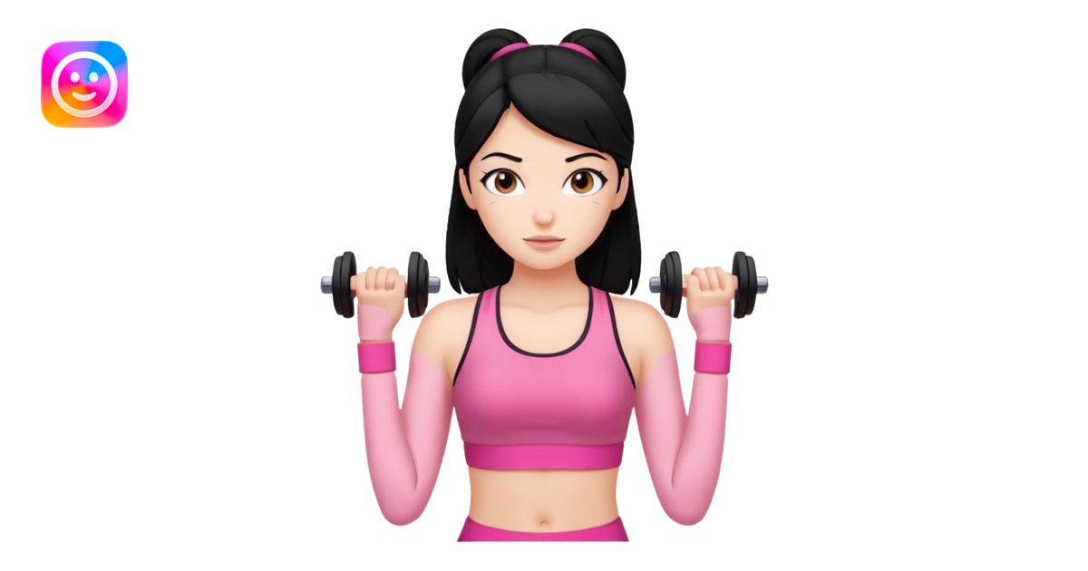 a pretty bratz fair girl in pink workout clothes and black hair emoji ...