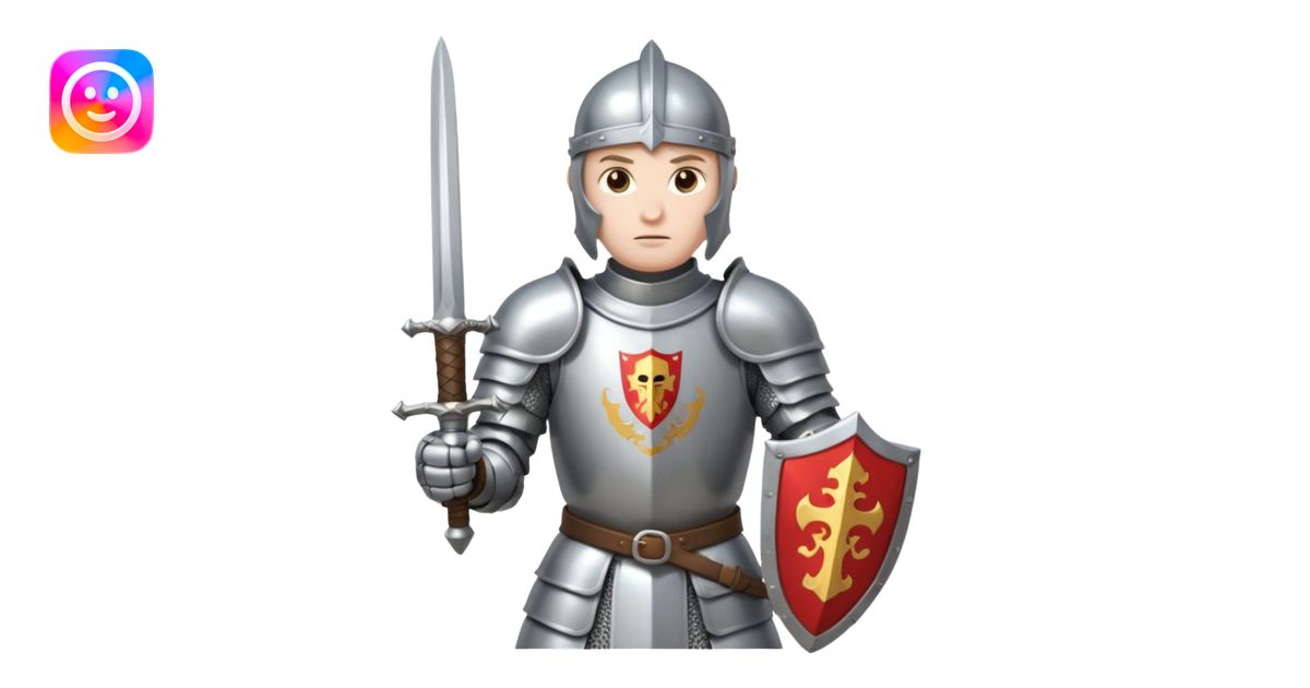 a knight in a fighting stance, wearing bright silver armor and holding ...