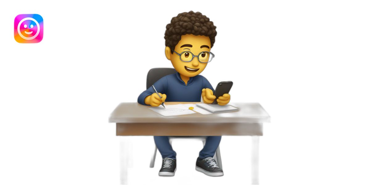 a student has a mobile phone turned on while doing an exam emoji | AI ...