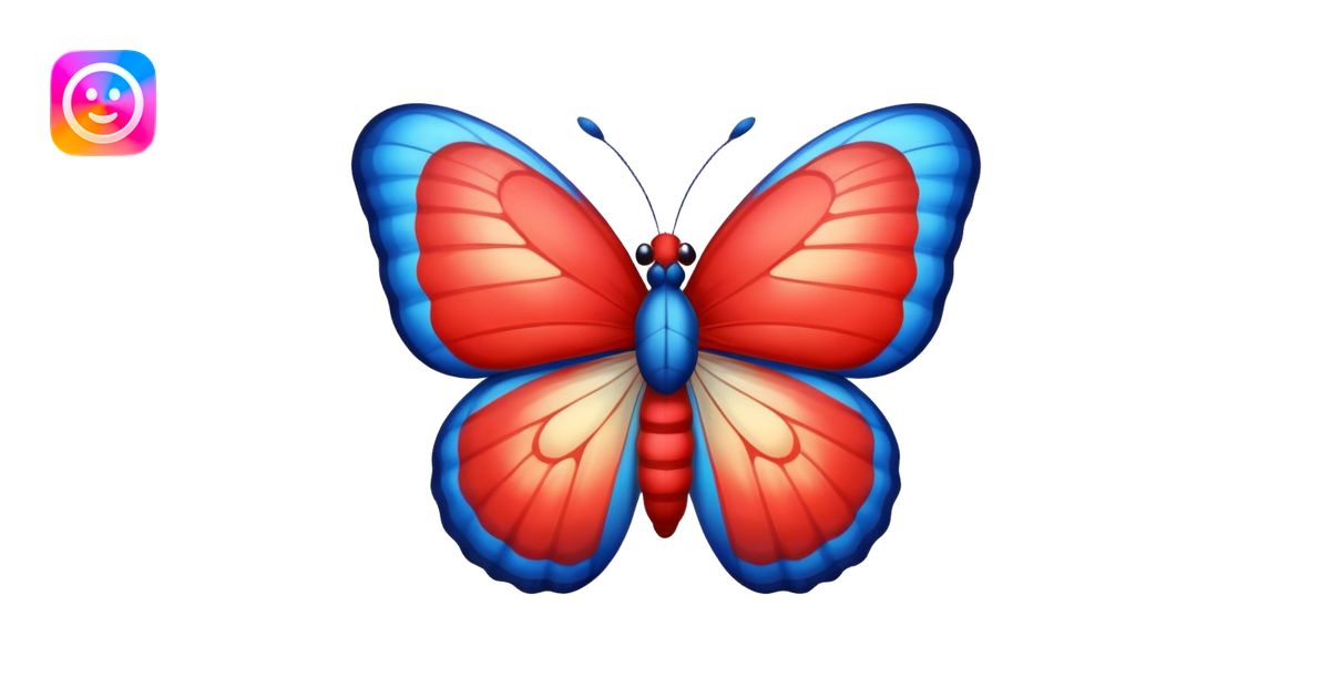 red-blue funny fat butterfly with small wings emoji | AI Emoji Generator