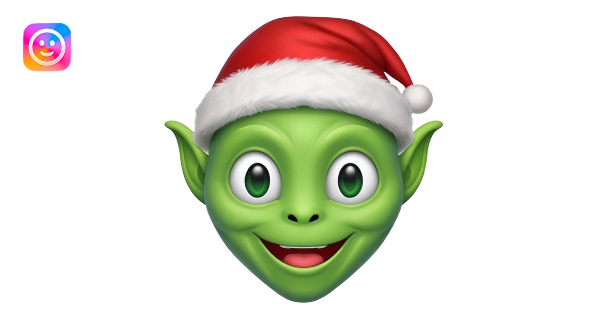 Happy Alien with santa hat emoji | AI Emoji Generator
