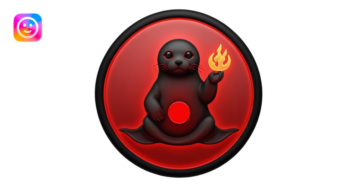 iOS sticker, summoning seal, black circle, red symbol, minimal emoji ...