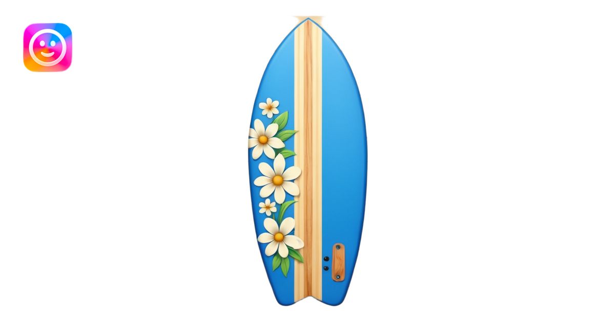 Blue Surfboard with Flower Pattern emoji | AI Emoji Generator