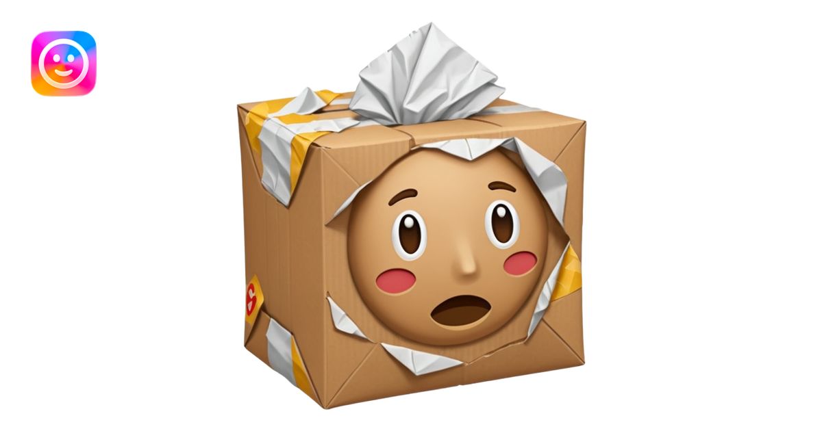 Generate a realistic emoji of a package being damaged. The emoji is ...