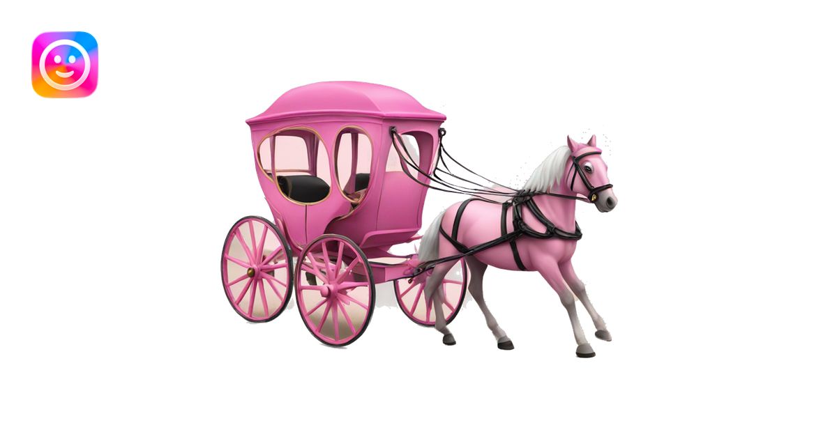 Realistic pink horse and carriage emoji | AI Emoji Generator