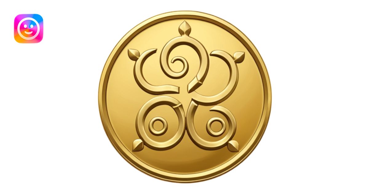 A mora coin with a triskelion on it emoji | AI Emoji Generator