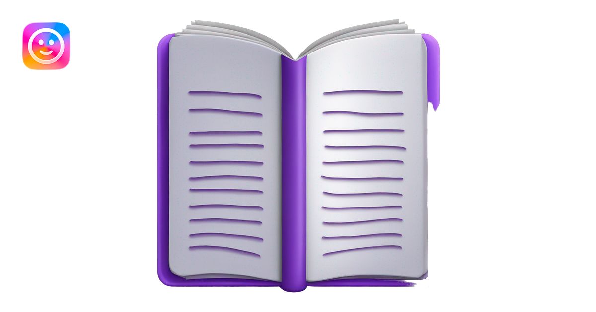 iOs closed book emoji in purple (make it wider with a black spine ...