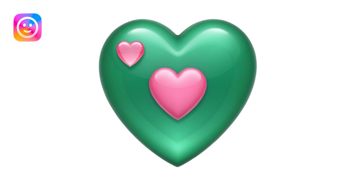 emerald heart with one mini pink heart inside of it emoji | AI Emoji ...