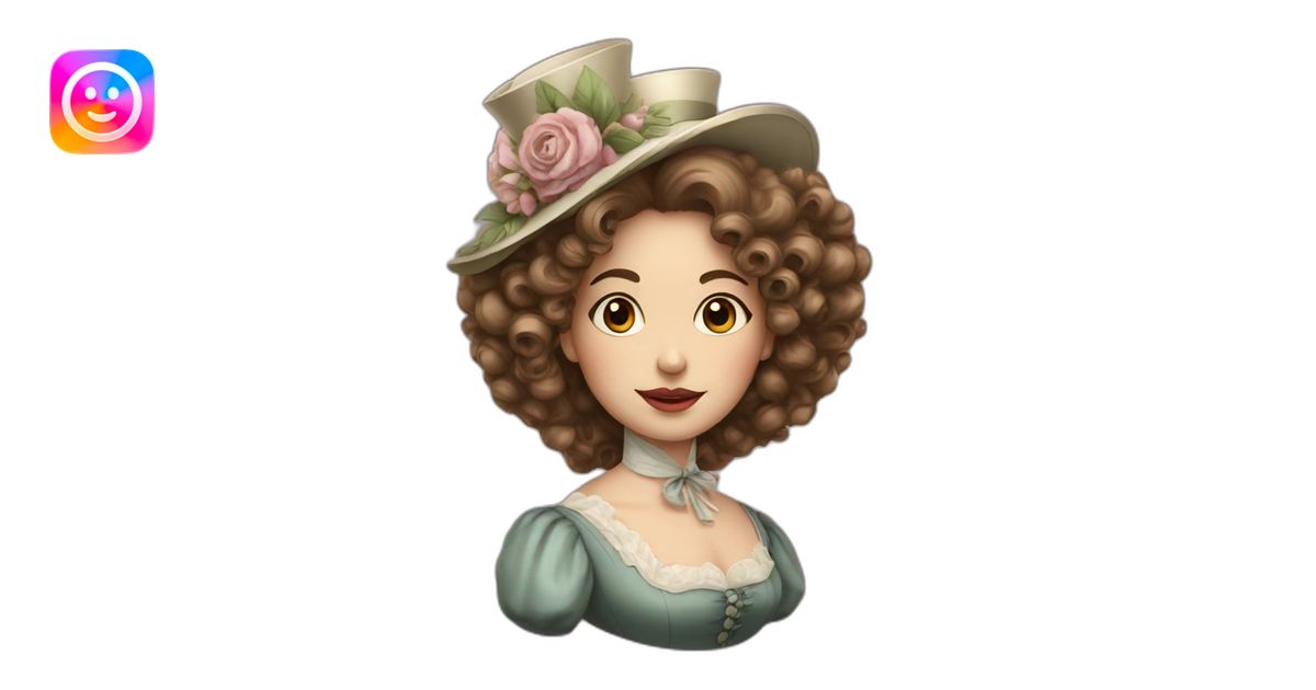 A lady of Victorian era with curly hair emoji | AI Emoji Generator