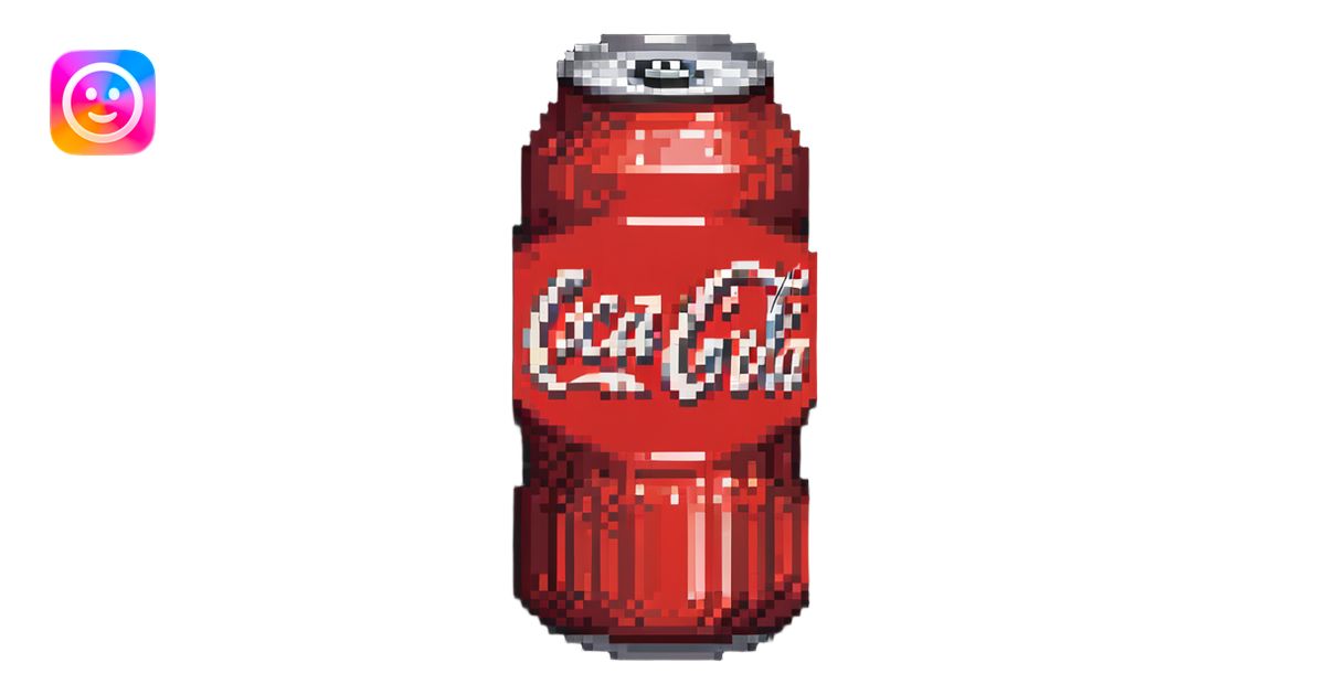 pixel art Coca Cola can with classic logo emoji | AI Emoji Generator