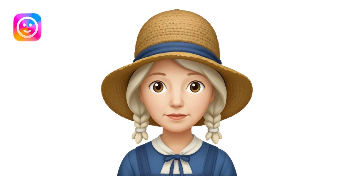 Puritan farmer female middle age white bonnet hat amish emoji | AI ...