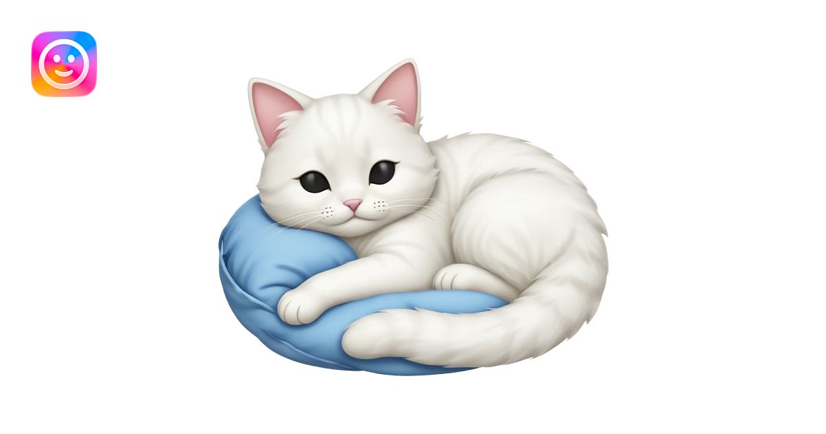emoji of white napping cat with a tail hanging down emoji | AI Emoji ...