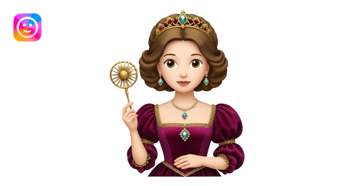 An emoji portrait of a Renaissance Italian princess. She wears a ...