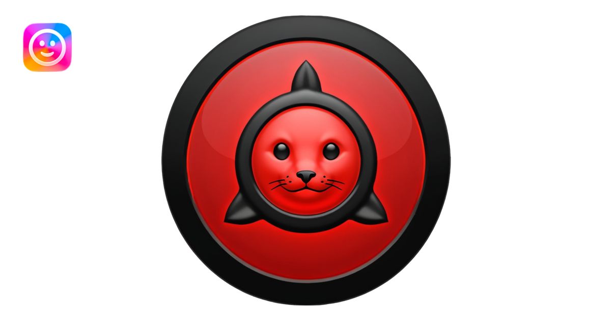 iOS sticker, summoning seal, black circle, red symbol, minimal emoji ...