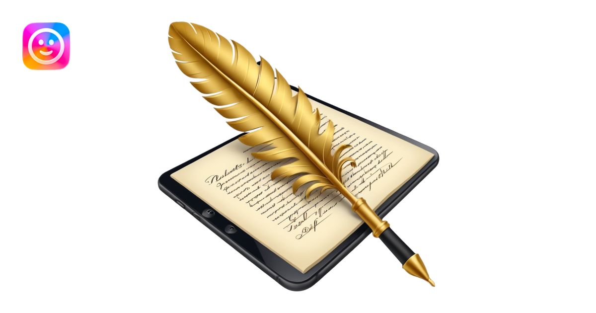 3D perspective hand writing with Premium golden feather emoji | AI ...