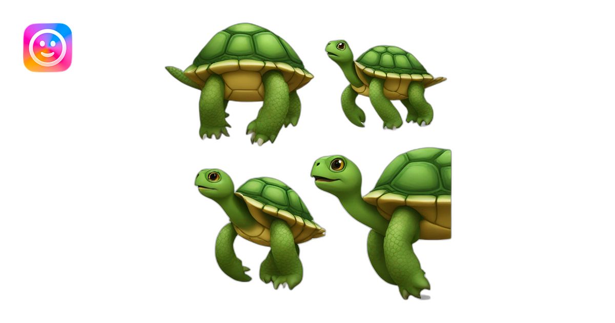 A giant nation of turtles and there is a turtle leader emoji | AI Emoji Generator