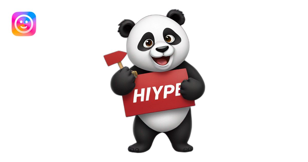 Panda holding a sign that says hype emoji | AI Emoji Generator