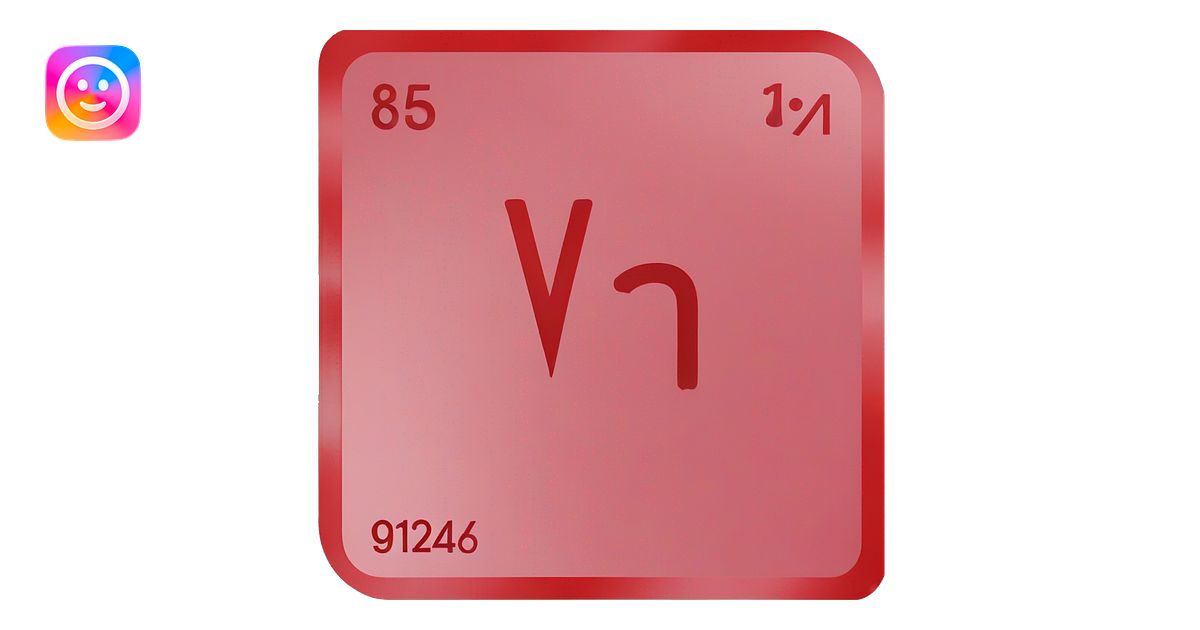 element from periodic table, red background, V symbol (center ...