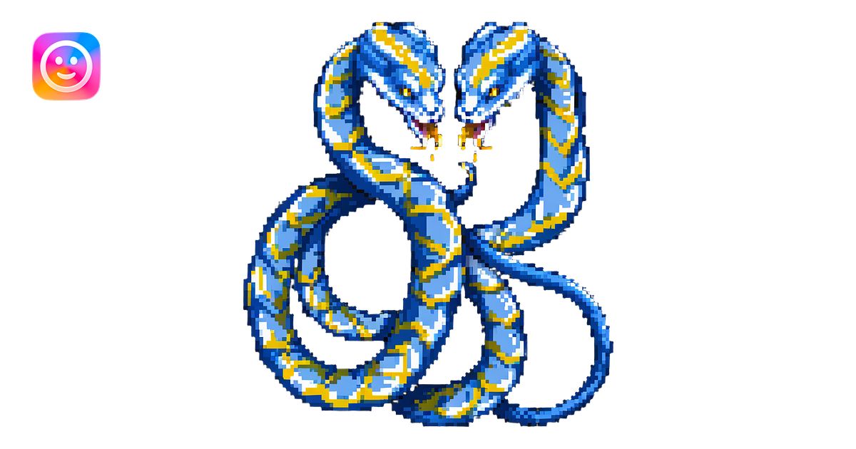 Python programming language logo with blue and yellow intertwined snakes emoji | AI Emoji Generator