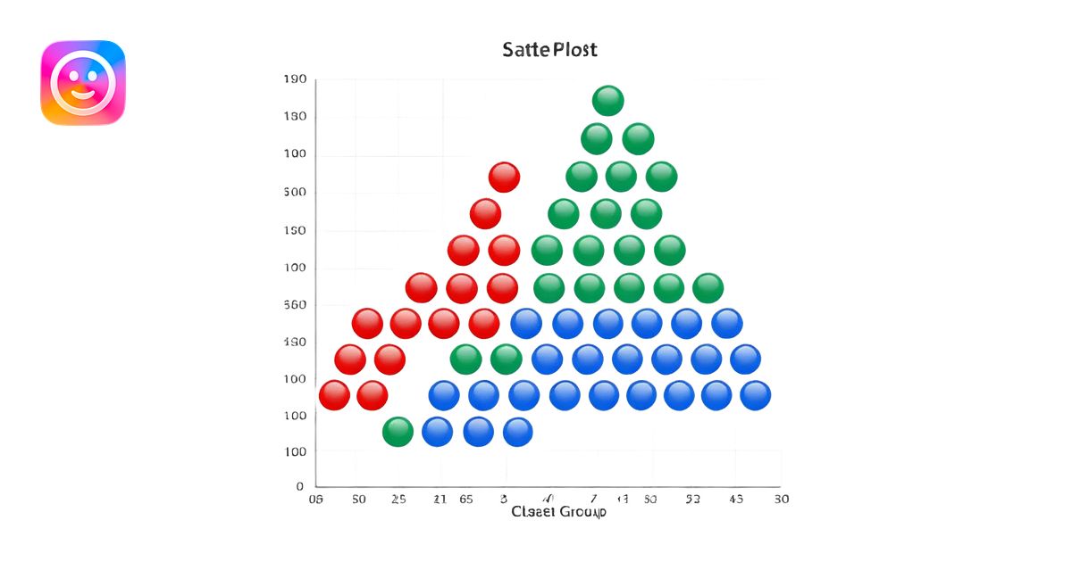 emoji of simple scatter plot chart showing three groups of colored points red blue green, each ...