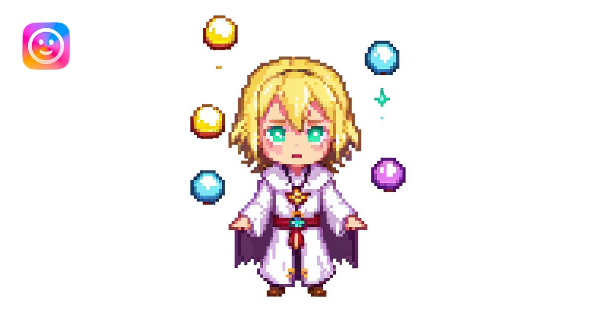 chibi Invoker from Dota 2, shocked, magical orbs floating, colorful ...