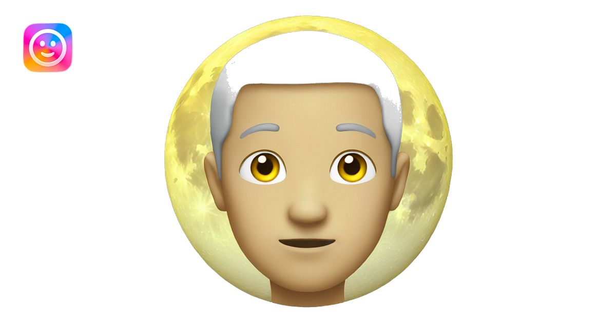 Full moon with slightly yellow handsome face emoji | AI Emoji Generator